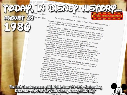 Today In Disney History ~ August 23rd | The Main Street Mouse