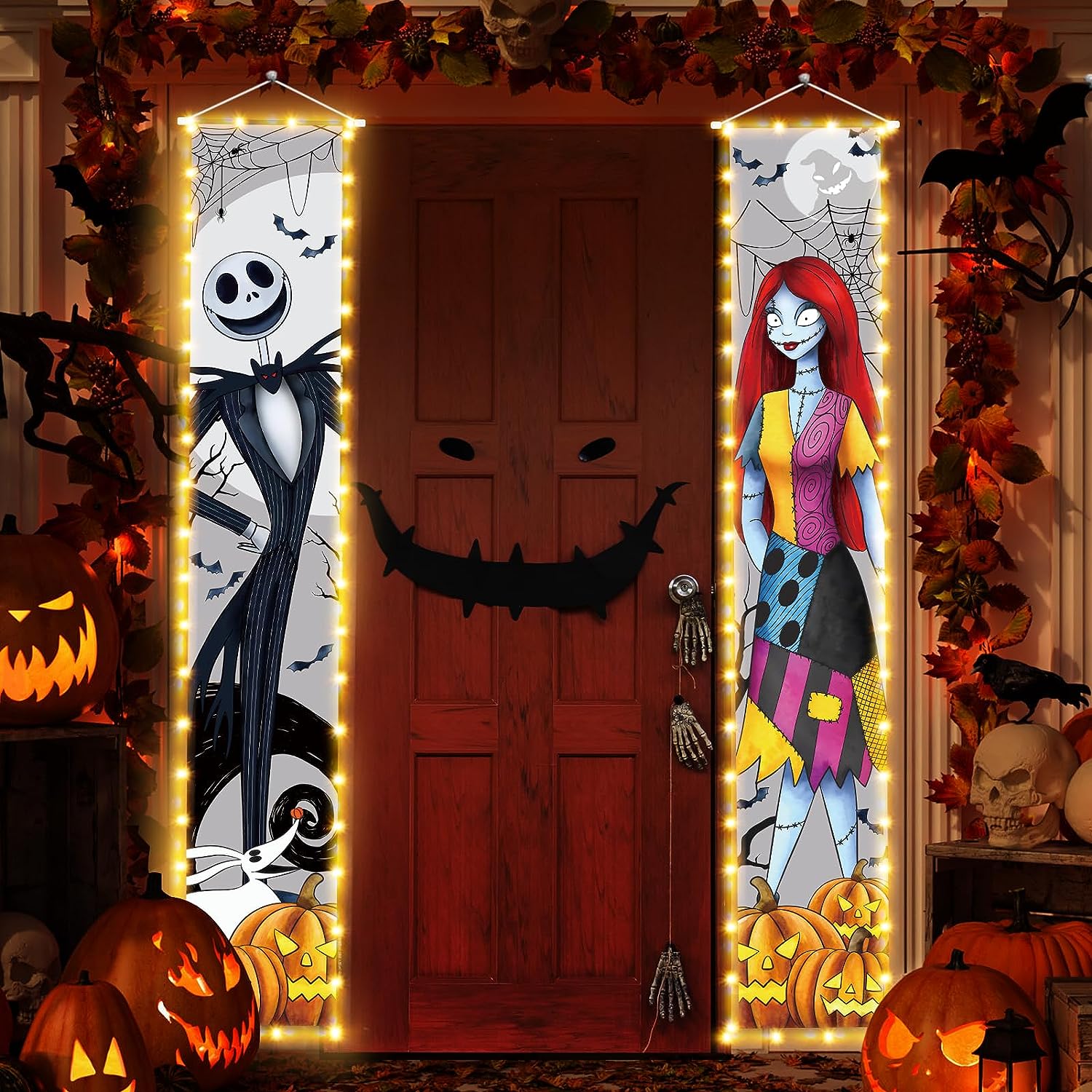 Spookify Your Home With This Jack and Sally Lighted Banner Porch Signs ...
