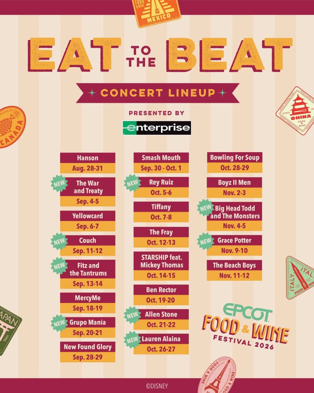 Disney Just Revealed the Full 2026 EPCOT Eat to the Beat Concert Lineup ...